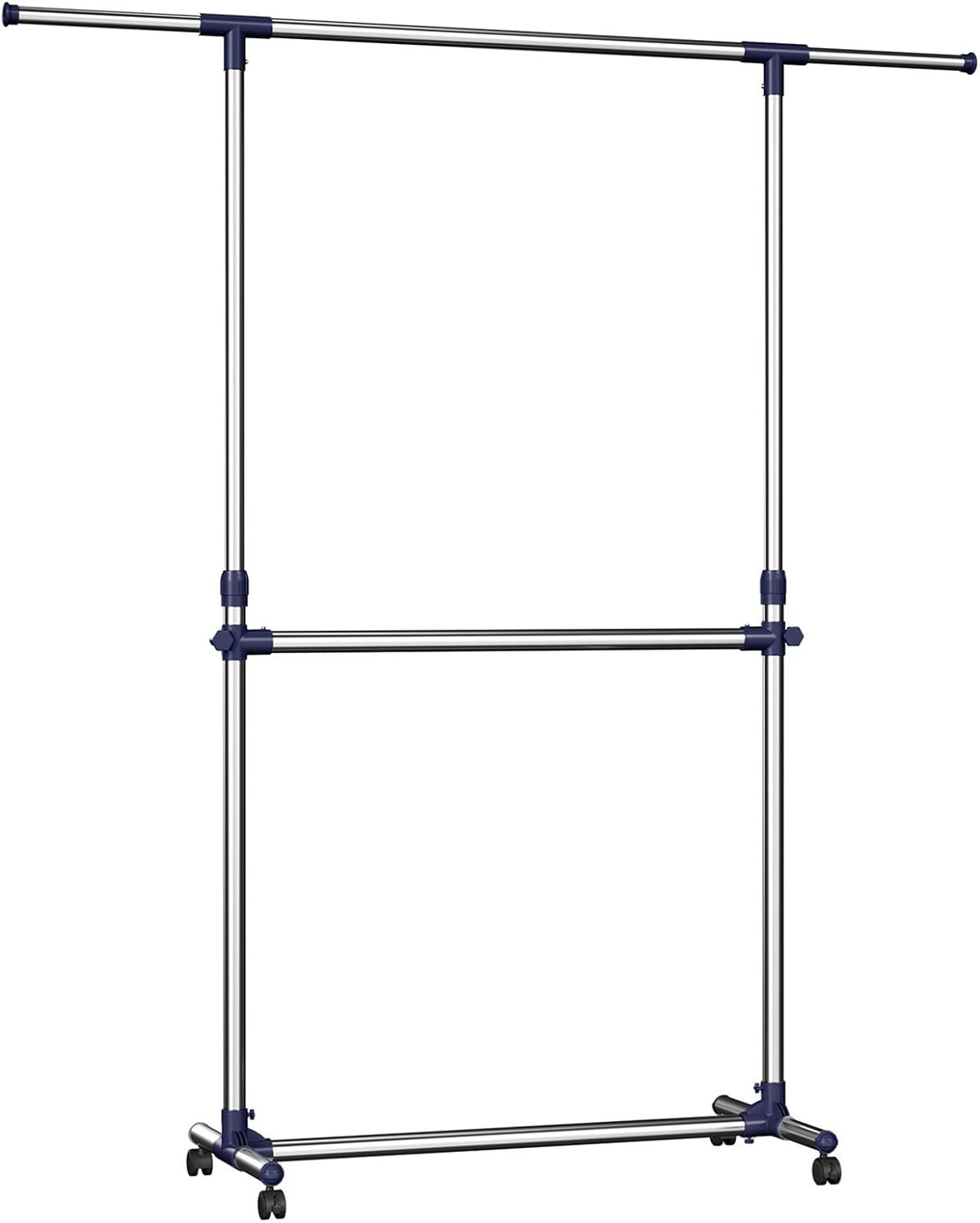 SONGMICS Adjustable Garment Rack Clothes Hanging Rail Stand with Middle ...