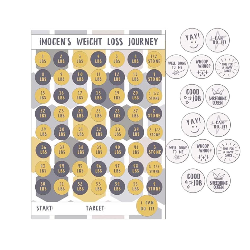 Weight Loss Chart, 1-4 Stone laminated sheet with stickers, Diet Reward ...