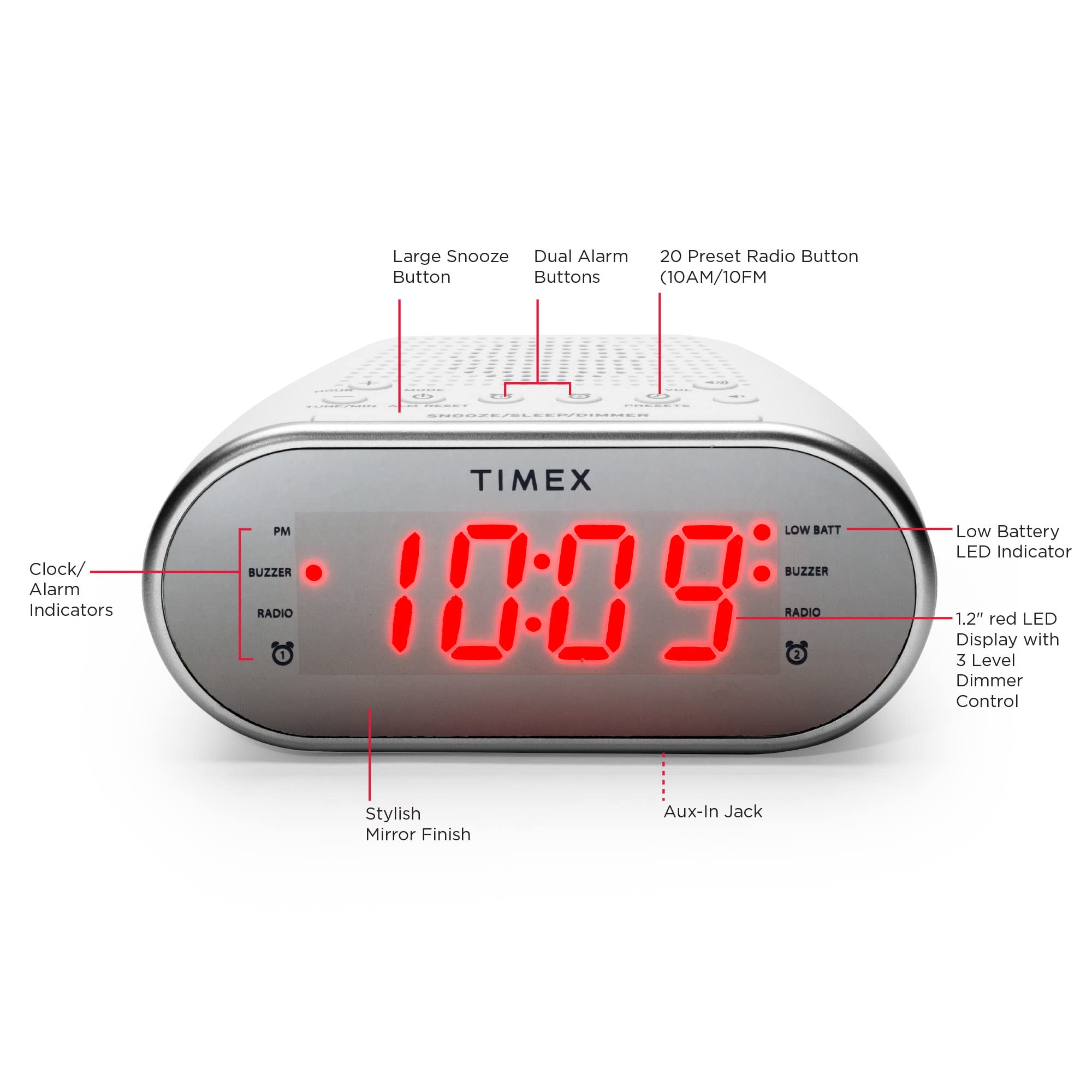 Mua Timex Alarm Clock With AM/FM Radio And 20 Station Presets, Digital ...