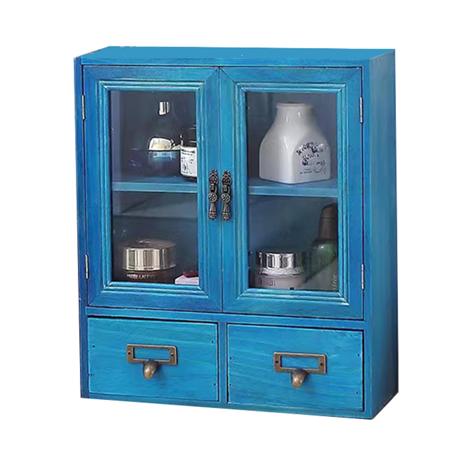 RZGZKLSH Rustic Vintage Mini Wood Countertop Cabinet, Wall Mount Pine ...