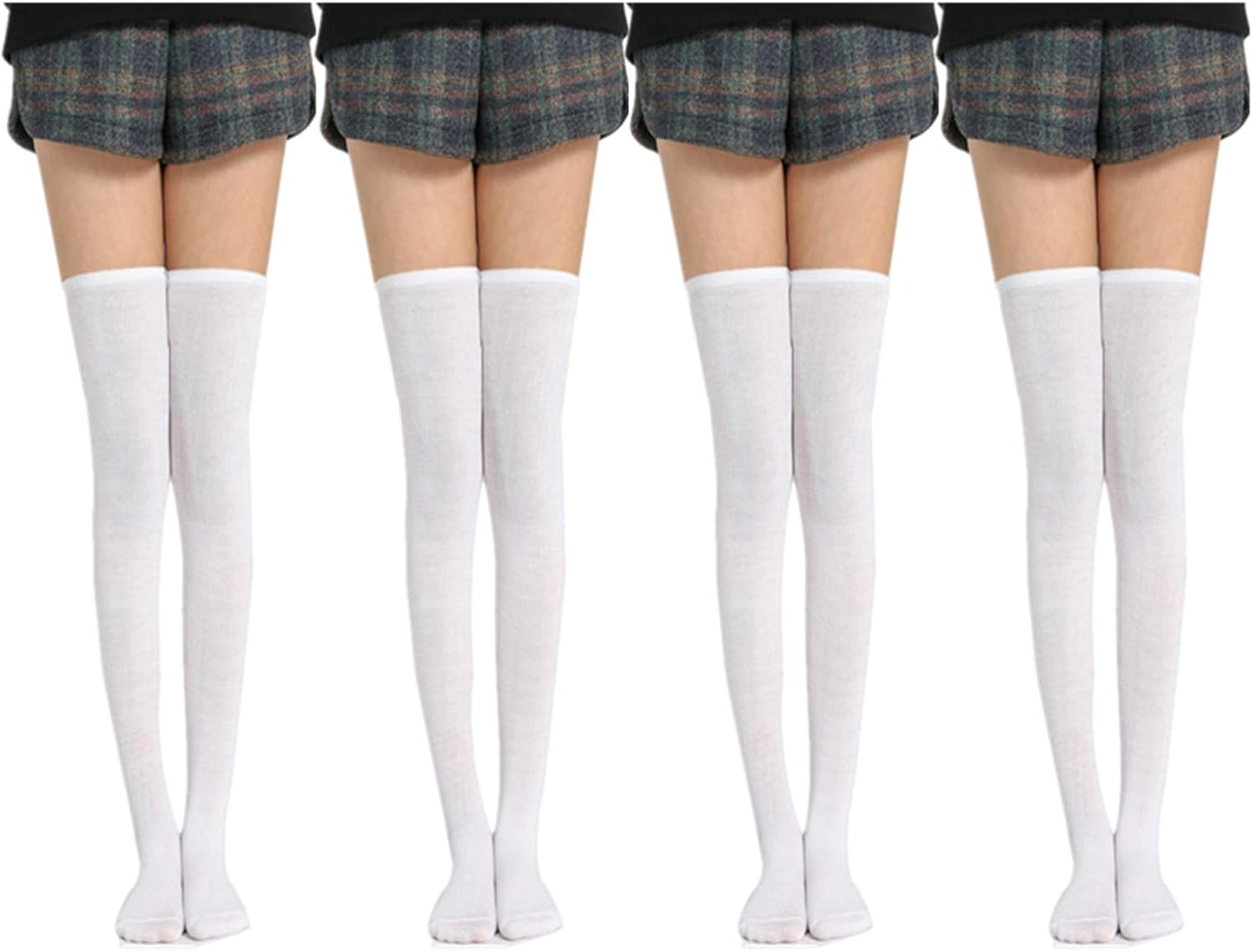 Calcetines altos para mujer, 4 pares de calcetines altos de algodón ...