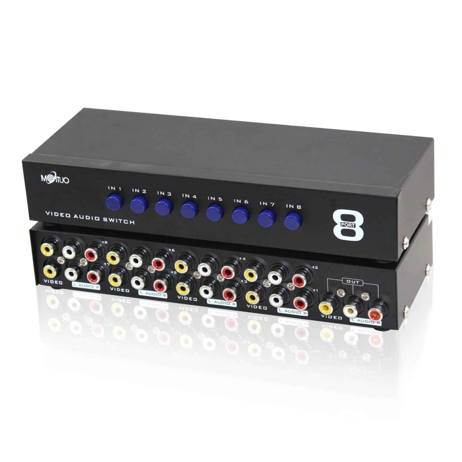 E-SDS 8-Way AV Switch RCA Switcher 8 in 1 Out Composite Video L/R Audio ...