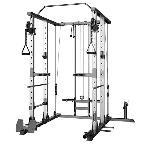 Mikolo Power Cage, 1500lbs Power Rack with LAT Pulldown, Squat Rack ...