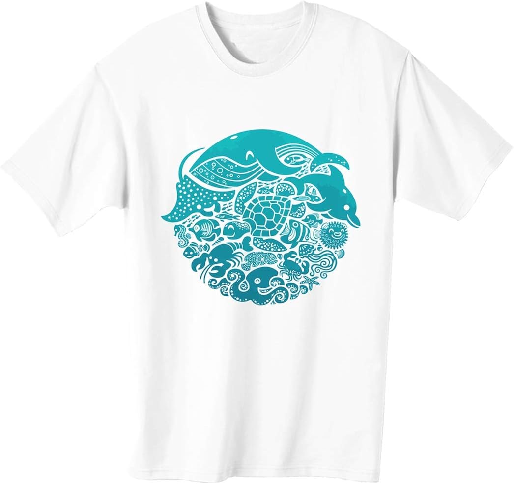 Sea Creatures 2 Men's T-Shirt XX-Large White: Amazon.co.uk: Clothing