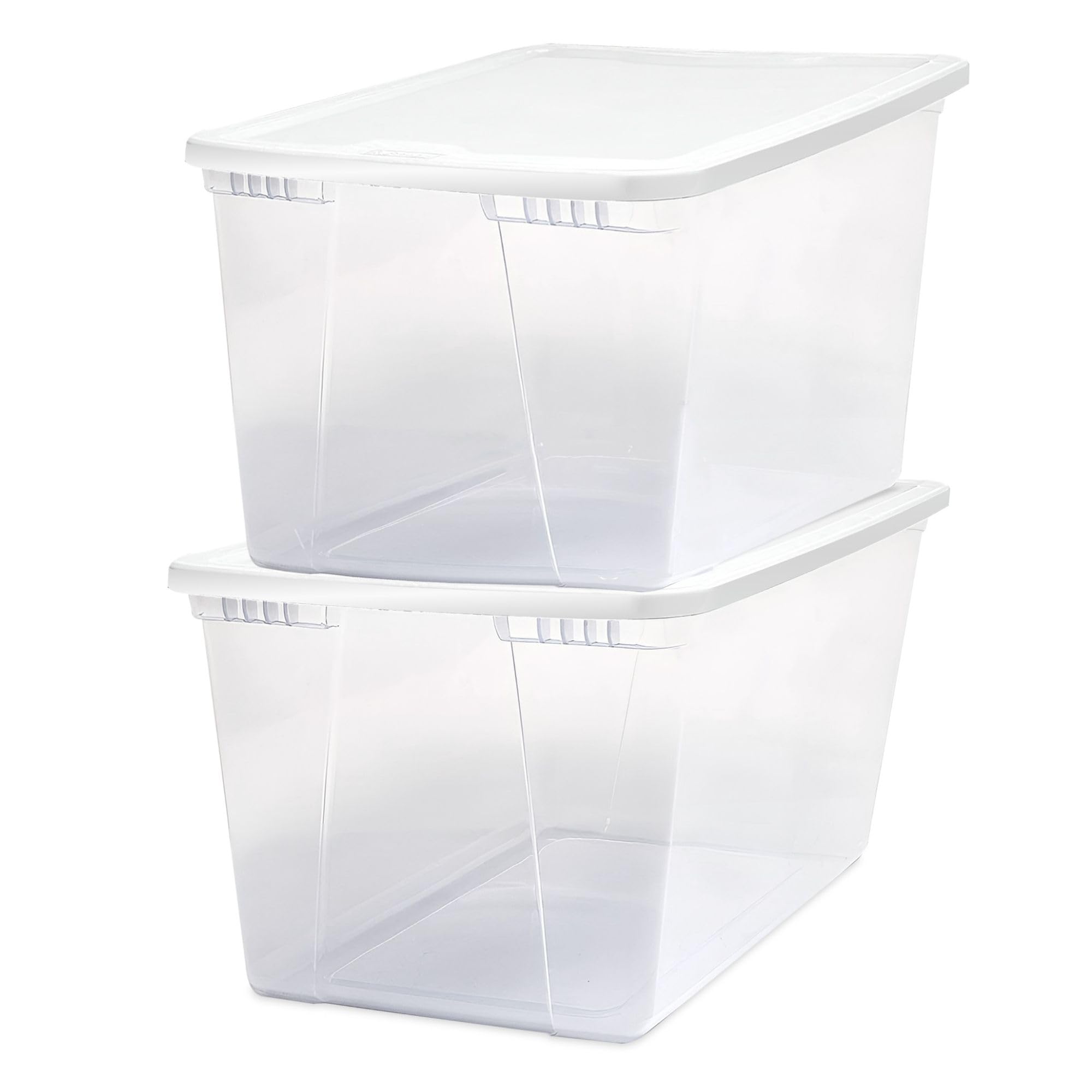 HOMZ 2-Pack Snaplock, Large Clear Plastic Storage Bins with Lids, 56 ...
