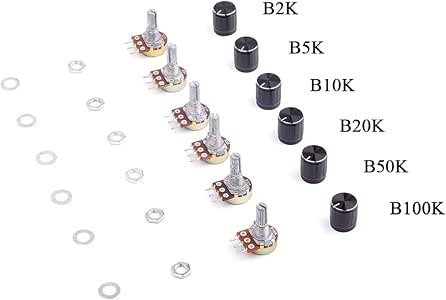 Amazon.com: Cylewet 6Pcs B2K B5K B10K B20K B50K B100K Ohm Knurled Shaft ...