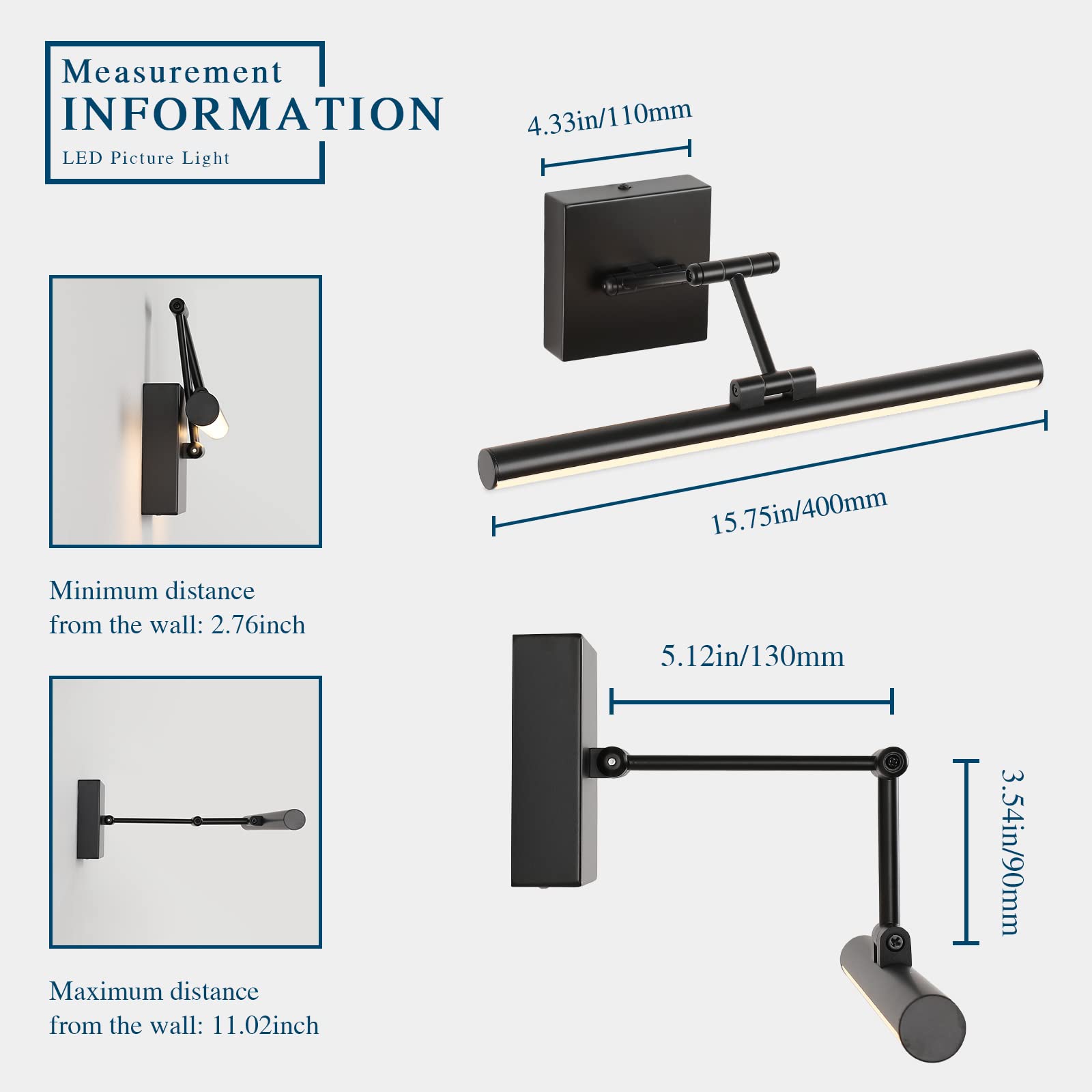 Mua Joossnwell Modern Picture Light Black LED Picture Frame Lights for ...