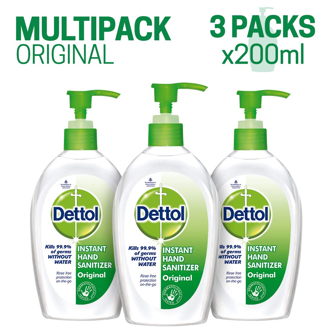 Dettol Germ Protection Instant Hand Sanitizer - 200 ml (Original, Pack ...