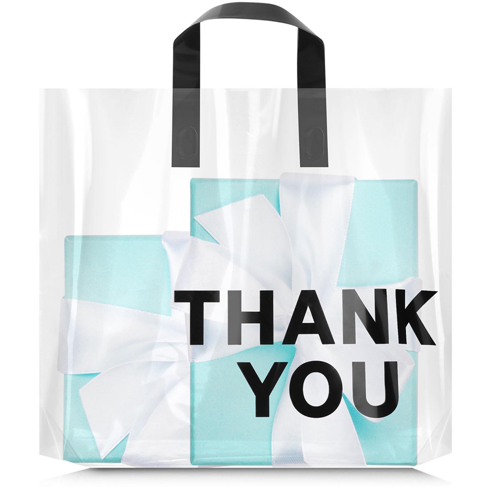 Paterr 50 Pack Thick Clear Thank You Plastic Bags with Handles 2.36 Mil ...