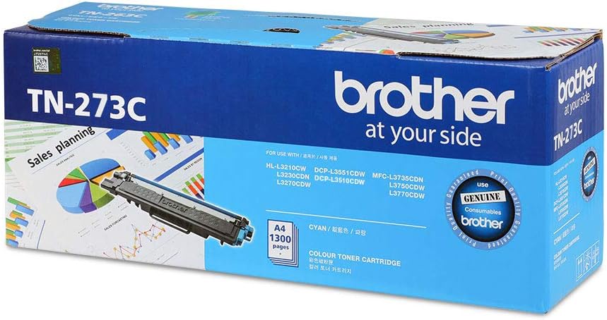Brother Genuine TN-273C Standard Yield Cyan Ink Printer Toner Cartridge ...