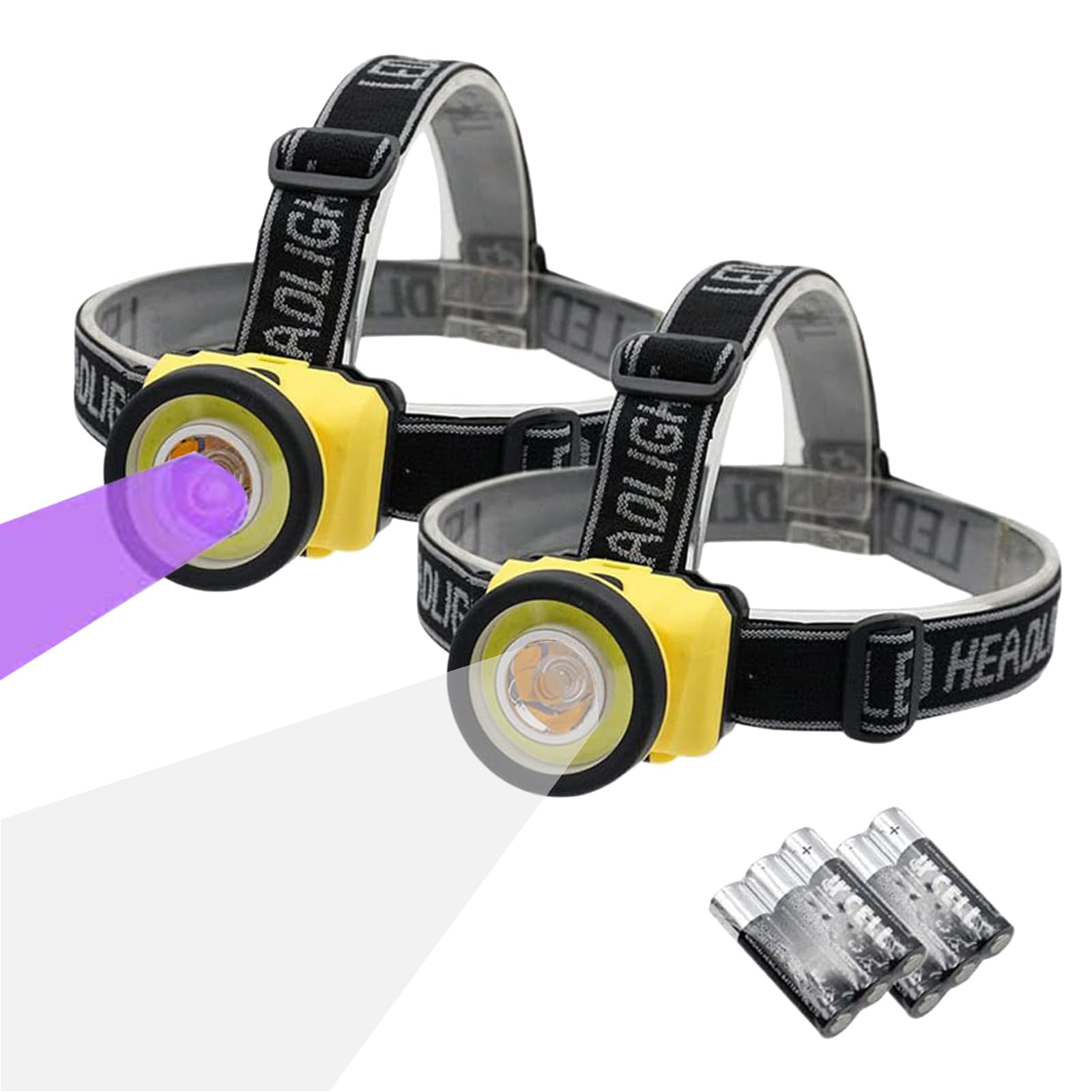 LED Headlamp 395nm UV Black Light COB White Color Headlight 2 in 1 ...