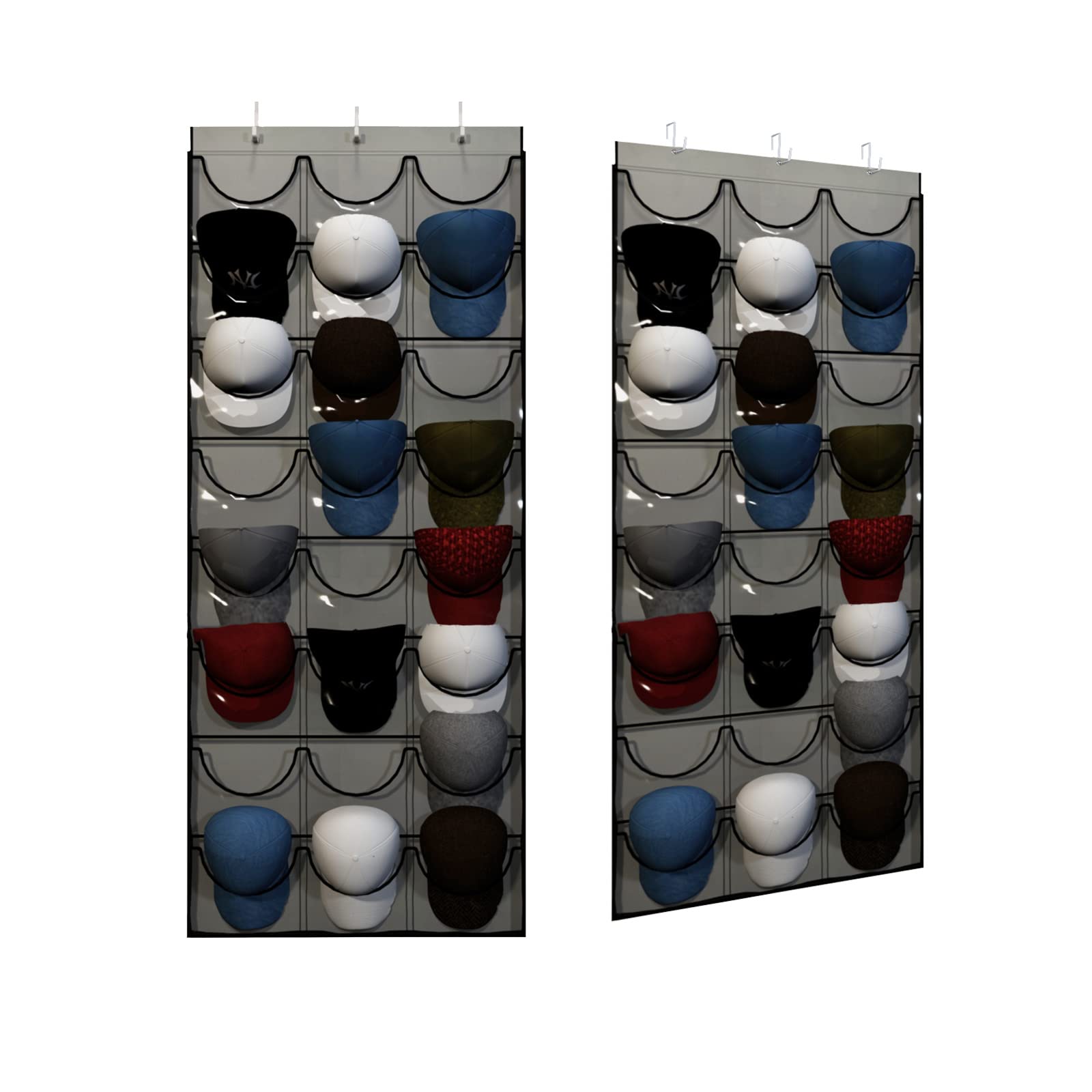 Unjumbly Baseball Hat Rack, 24 Pocket Over-The-Door Cap Organizer with ...