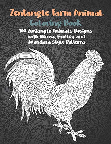 Zentangle Farm Animals - Coloring Book - Unique Mandala Animal Designs ...