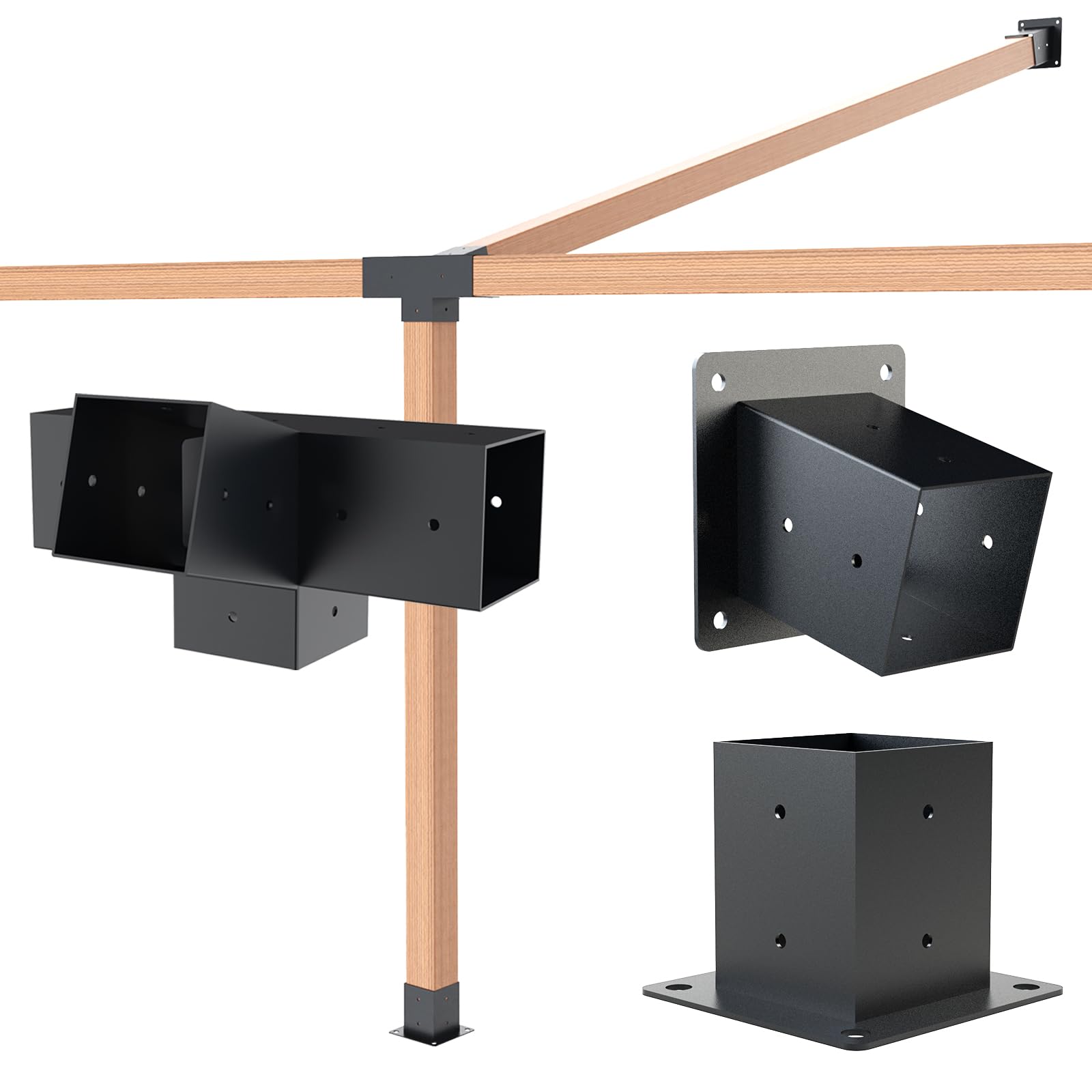 Grehitk Pergola Kit with Brackets, 15°Slanted Roof Pergola Bracket Kit ...