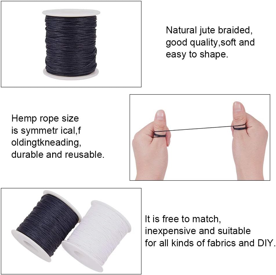 PandaHall Elite 200 Yards 2 Color 1mm Waxed Cotton Thread Cords Thread ...