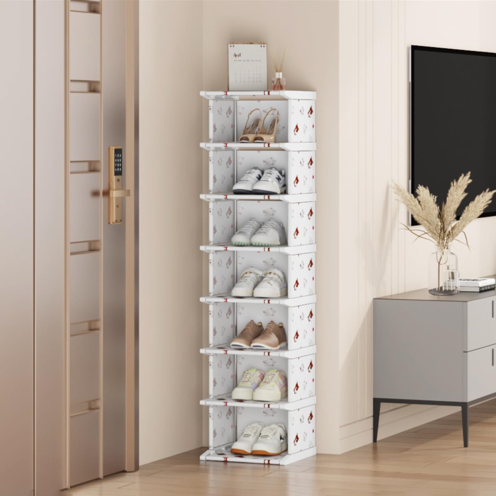 KANAV 8 Tiers Shoe Rack - Vertical Shoe Rack - Narrow Shoe Rack for ...