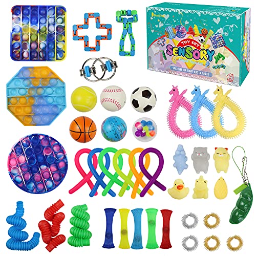 Fidget Toys Pack,41 Pcs Sensory Toy Set Relieves Stress Anxiety for Kids Adults, Toy Box Gifts ...