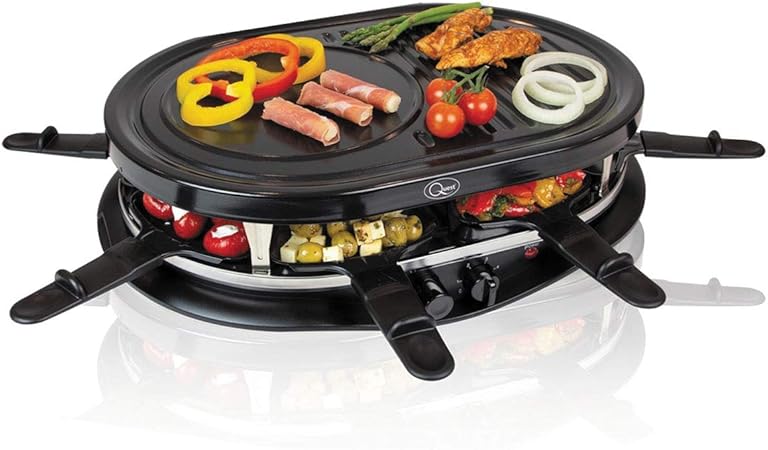 FiNeWaY Electric Raclette Grill 8 Person Set with Pans for Cheese ...