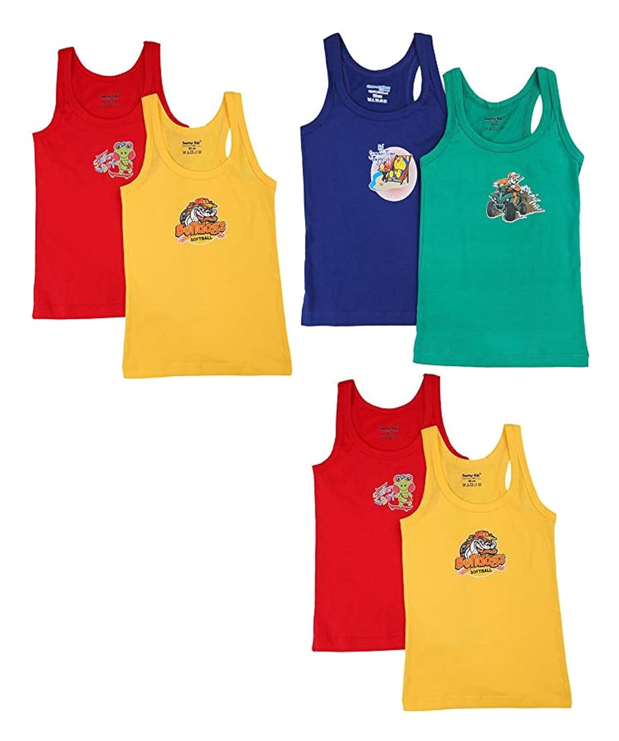 Buy SMARTERKIDS Pure Cotton Multi Colored Sports Back Vest for Boys ...