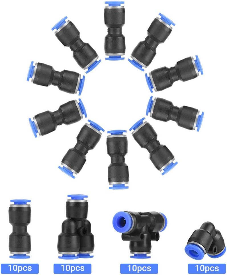 ANGGREK 40 Piezas Neumática Guarniciones de Conector Neumatico 6mm ...