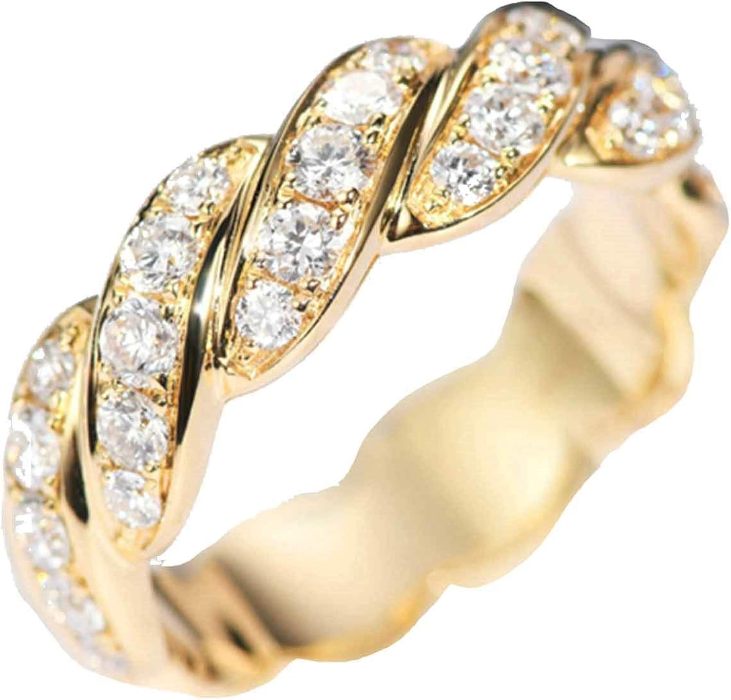 Aienid 18Ct Yellow Gold Diamond Engagement Rings Women 1Ct Diamond Rope ...