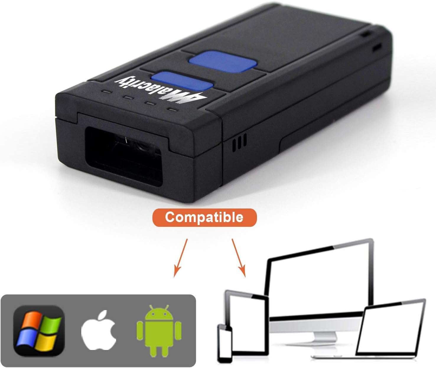 Alacrity 1D Laser Bluetooth Barcode Scanner,3in1 Bluetooth 2.4G ...