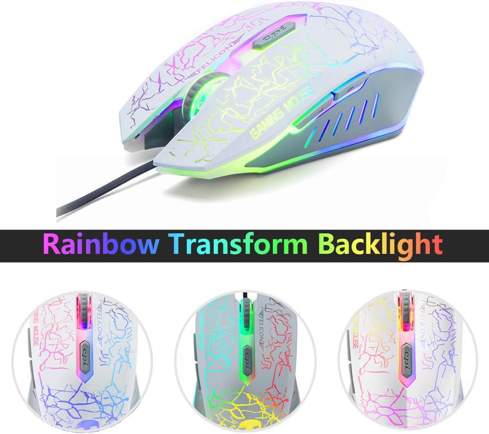 UrChoiceLtd Keyboard Mouse Sets, T16 Wired Gaming Keyboard Rainbow ...