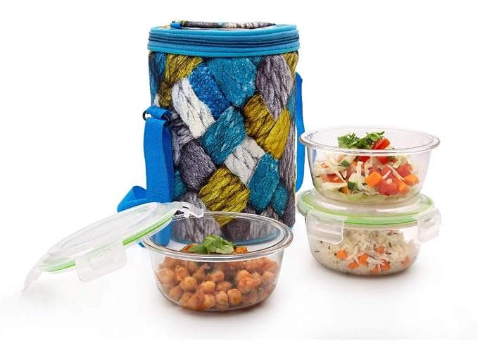Buy Inbox Health 3 in 1 Round Plastic Tiffin Box with Cover, Microwave ...