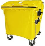 Mülltonne MGB 1100 Liter, 4-Rad-Behälter mit Flachdeckel (Gelb): Amazon ...