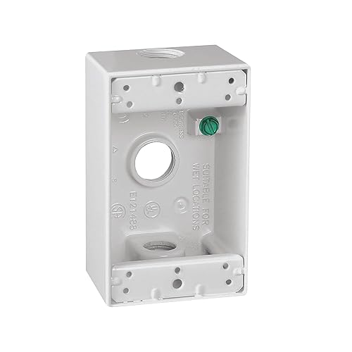 14250WH Metal Electrical Outlet Box, Weatherproof, Easy Mount Plug and ...