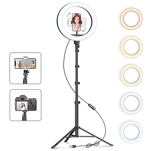 RGB Ring Light 18 inch with Stand and Phone Holder, Perfect Selfie Ringlight for YouTube/Tiktok ...