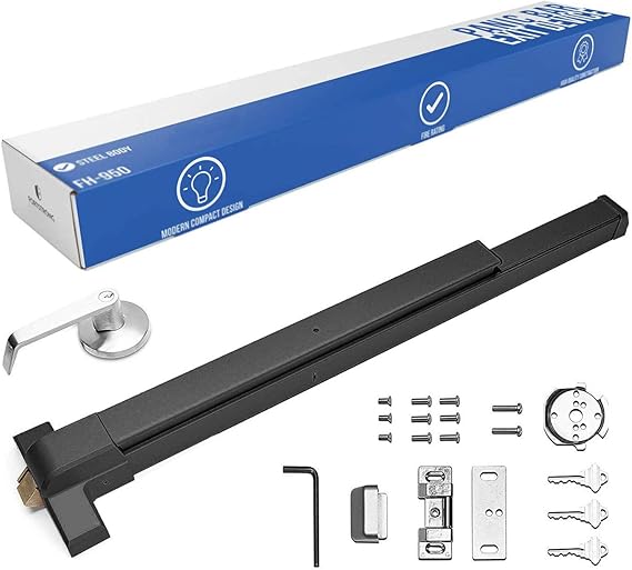 Panic Bar Exit Device Black - Push Bar for Exit Doors & Exit Lever with ...