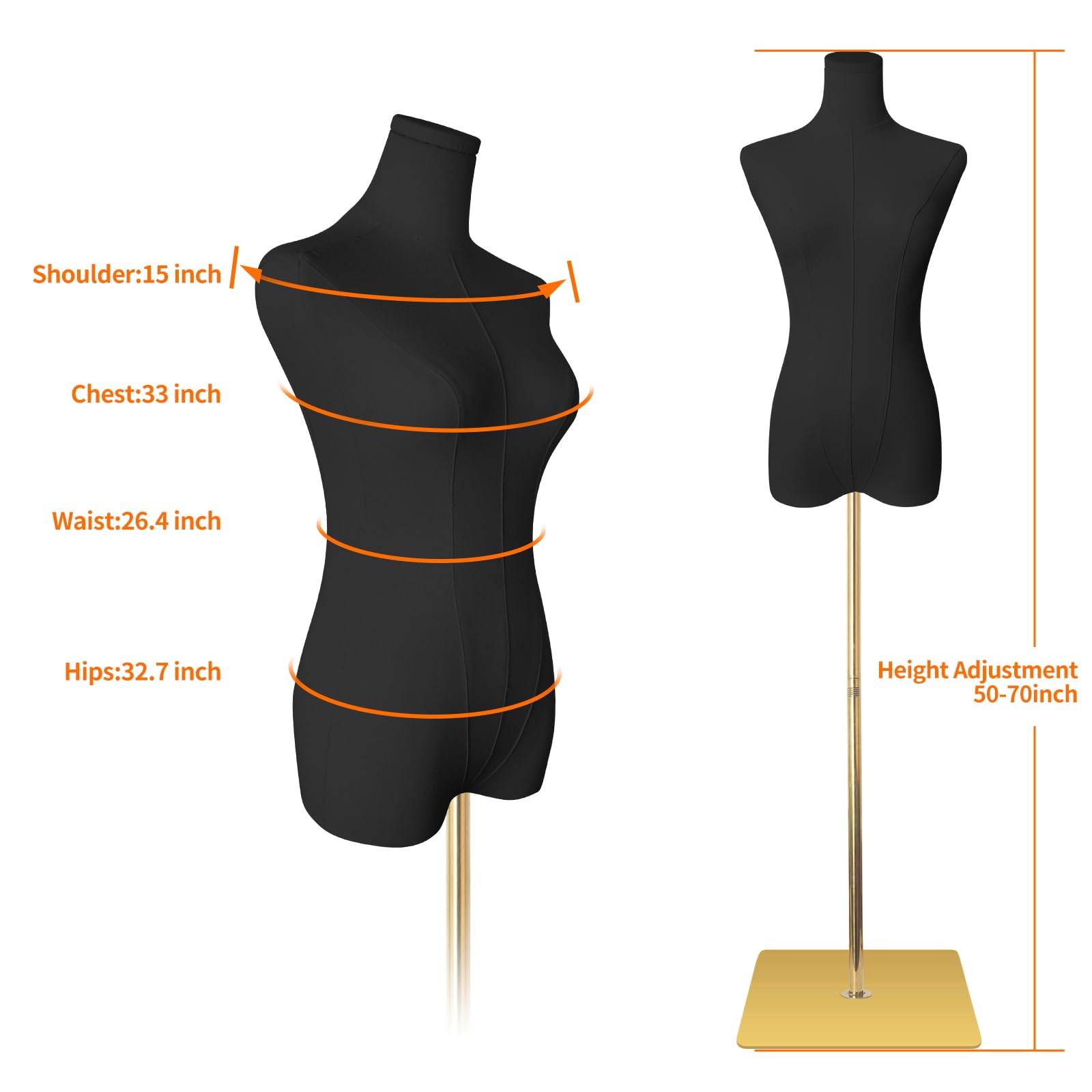 Mua SHAREWIN Dress Form Mannequin for Sewing Female Black Linen Fabric ...
