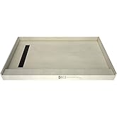 Tile Redi P3042C-PVC Shower Pan with Center Drain- Single Curb Shower ...
