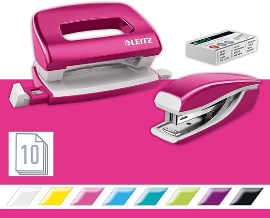 Leitz 55612023 Mini Stapler and Hole Punch Set, Staple or Punch Up to ...