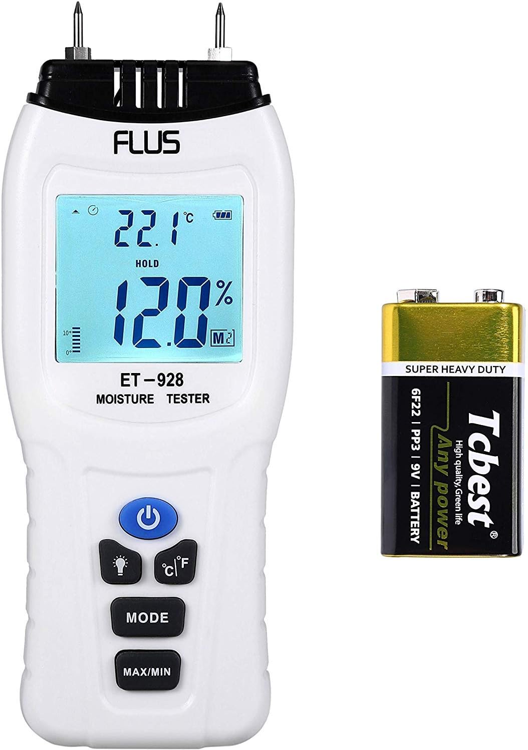 Damp Meter, Handheld Moisture & Temperature Detector with HD LCD ...