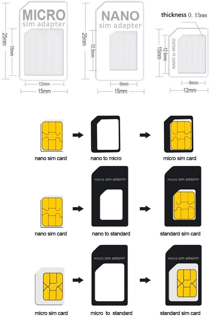 Hayatec SIM Card Adapter Kit with SIM Ejector Pin Convert Nano SIM to ...