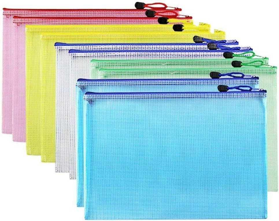 Supkeyer 10Pcs A4 Zipper File Folder Mesh Document Bags Separate ...