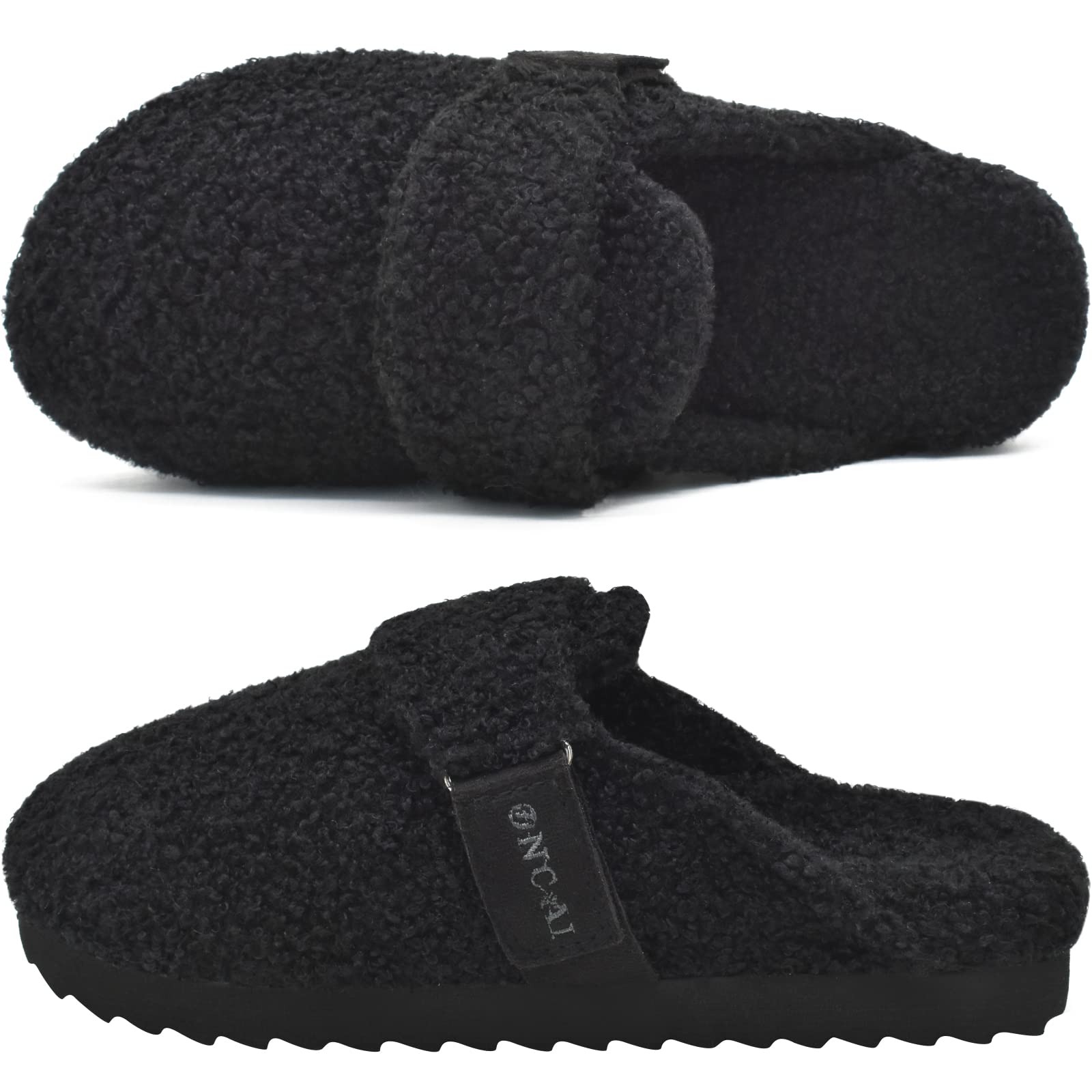 ONCAI Womens Fluff Slippers,Cute Sherpa Faux Fur Scuff Garden Slip on ...