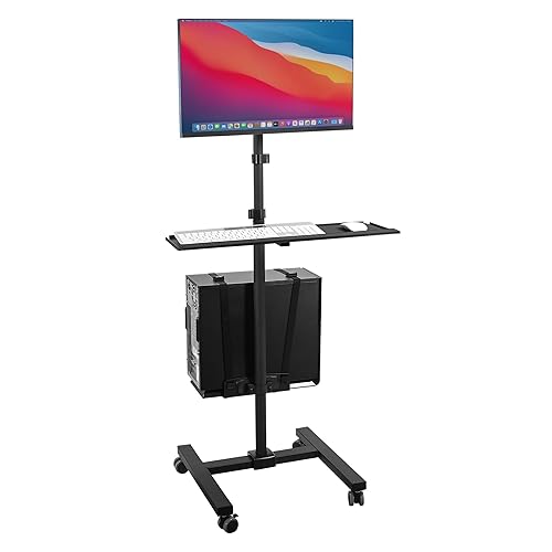 Mount-It! Rolling Computer Cart on Wheels, Mobile Desk Workstation with ...