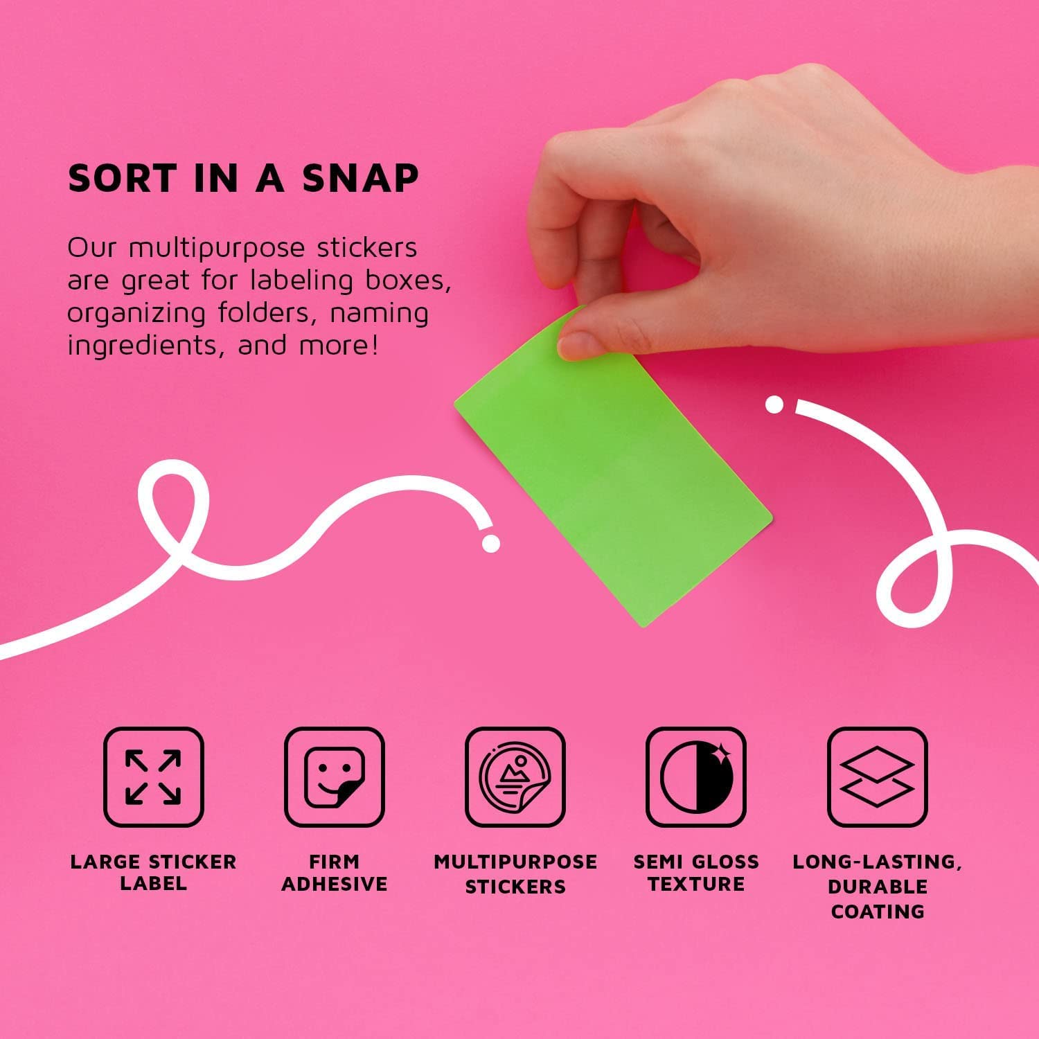 Rectangular Color-Coding Stickers 4x2 Inch (7.5cm X 2.5cm) Pink Label ...