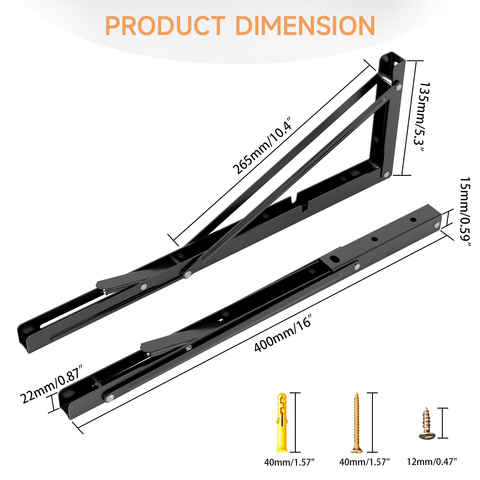 Folding Shelf Brackets, 16 Inch Heavy Duty Collapsible Shelf Bracket ...
