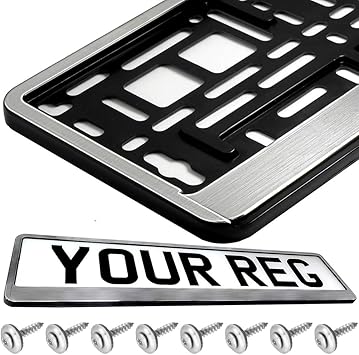 2 Chrome Number Plate Holders Chrome Brushed Licence Plate Holder ...