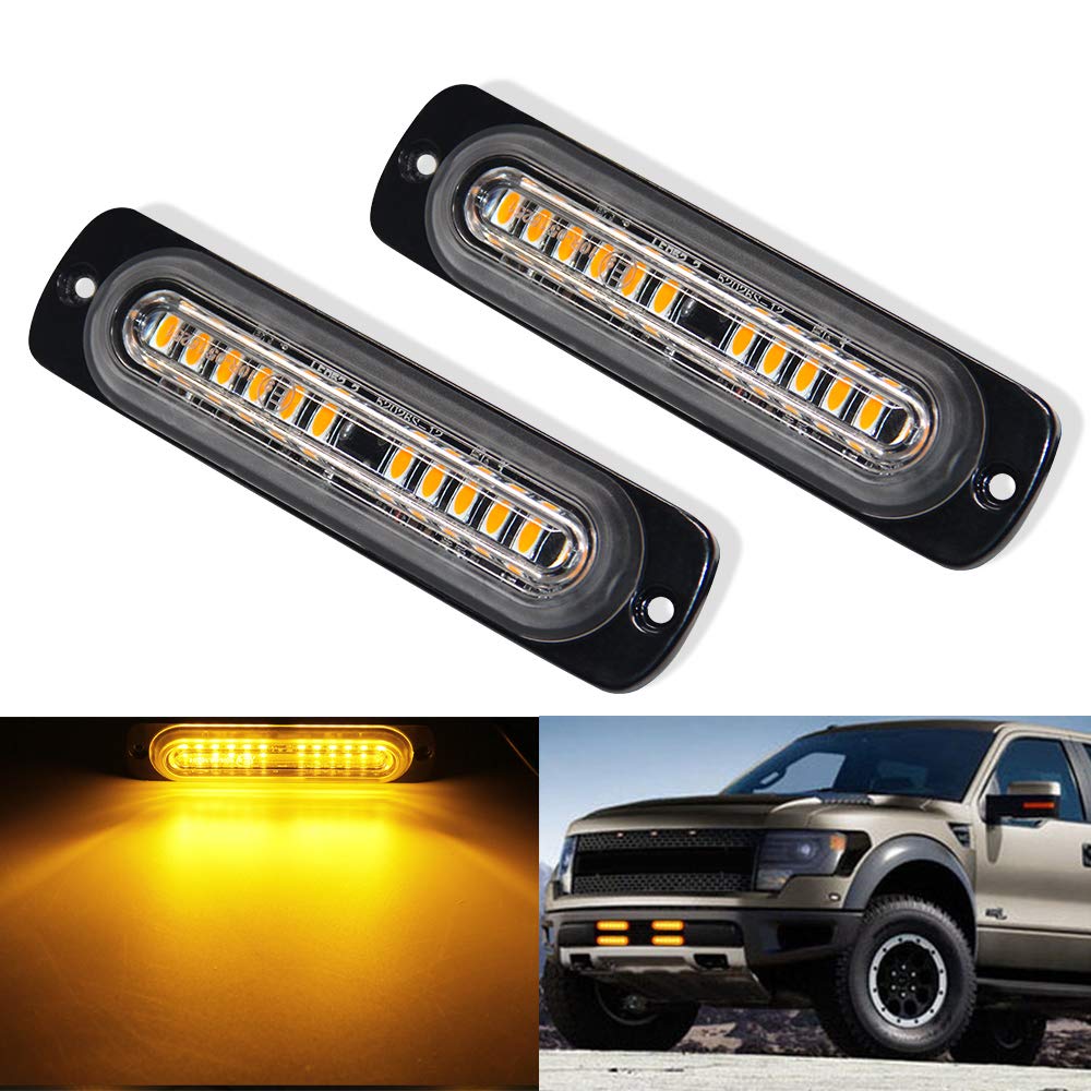 Buy Amber Strobe Lights Flush Grille Light Head Surface 2PC Pack 12W ...