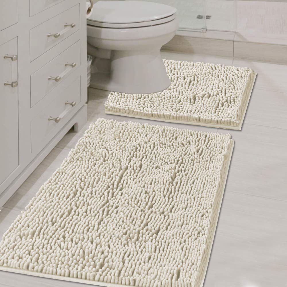 H.VERSAILTEX Bathroom Rugs Luxury Chenille Mat Set, Soft Plush Shower ...