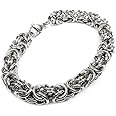 Amazon.com: Stainless Steel Round Byzantine Chain Bracelet 8mm 8inch ...
