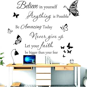 Amazon.com: Inspirational Wall Decor Stickers Quotes Believe in ...