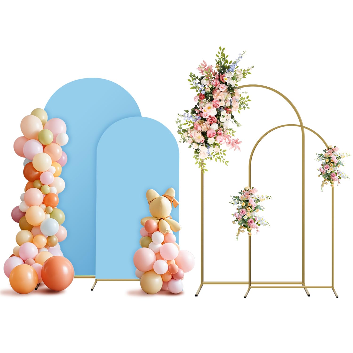 Holldoor Arch Backdrop Stand and Cover Set, 2 Metal Balloon Arch ...