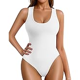 Amazon.com: MANGOPOP Women's Tank Top Bodysuit Scoop Neck Sleeveless Body suit Sexy Backless ...