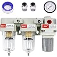 RIH Pneumatics Compressed Air Double Filter & Regulator, Air Drying ...